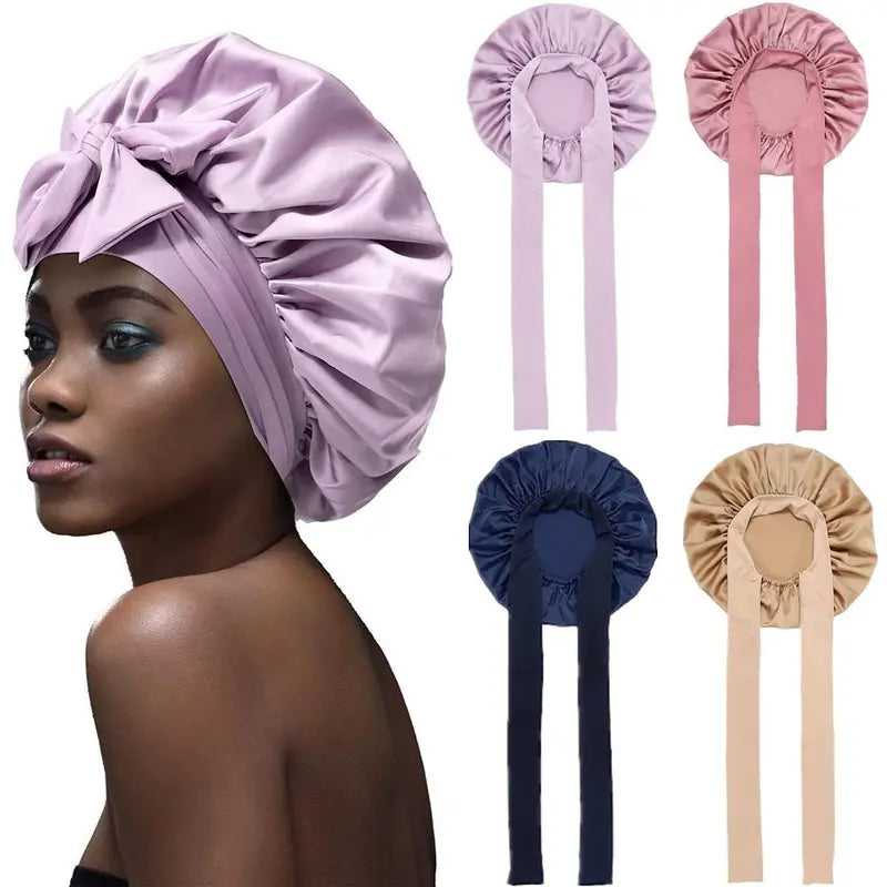 Single Layer Summer Cool Satin Bonnet Silk Like Texture for Women Curly ...
